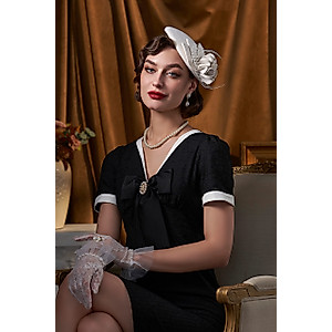 BABEYOND Fascinator Hats for Women - Tea Party Hats Fascinators Kentucky Headband Felt Derby Hat Wedding Flower Mesh Headwear Off-White