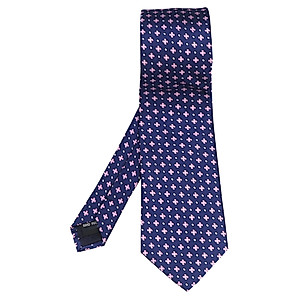 Elfeves Men's Navy Blue Pink Floral Wholesale Groomsman Silk Ties Wedding Casual Necktie