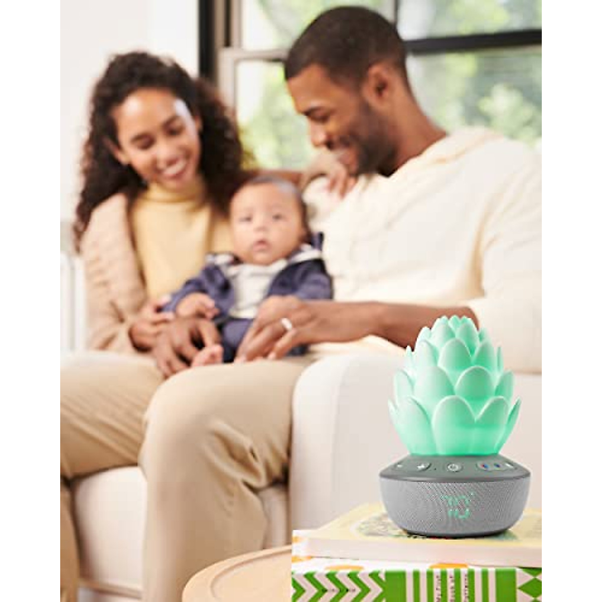 Skip Hop Baby Sound Machine, Cry Activated, Succulent Glow Soother, Grey White