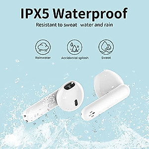 BETMI - True Wireless Earbuds - in-Ear Bluetooth5.3 Headphones - 40H Playtime, IPX5 Waterproof TWS with Dual Mic for Sport, Light-Weight Earphones for Android iOS/iPhone - White