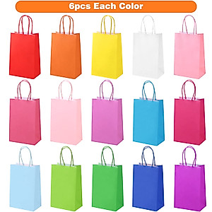 Moretoes 90pcs Party Favor Bags, 15 Colors Small Gift Bags Bulk, Goodie Bags with Handles for Kids Birthday, Candy, Crafts and Party Supplies