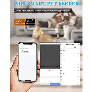 HoneyGuaridan 6L Automatic Cat Feeder for 2 Cats, 2.4G WiFi Enabled Smart Feed Automatic Pet Feeder for Cats & Dogs, Timed Pet Food Dispenser with Stainless Steel Bowl APP Control, 10s Voice Recorder