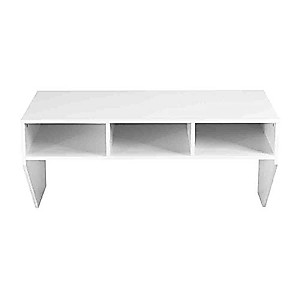 WATERJOY Wall Mounted Desk Computer Desk Floating Table, Home Office Working Desk, Wall Mounted Console Workstation Laptop PC Table with Storage Shelves White
