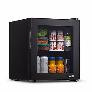 NewAir Beverage Fridge and Cooler with Reversible Glass Door, 60 Can Freestanding Mini Fridge in Black with Door Alarm, Perfect for Work from Home Station, Dorms, and More