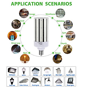 100W LED Corn Cob Light Bulb,Replace for 400 Watt Metal Halide HPS CFL HID lamp,5000K E39 Mogul Base,for Commercial and Industrial Lighting Bay Light Fixture Warehouse Workshop Gyms