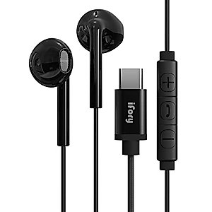 iFory USB C Headphones, Hi-Res Type C Earphones in-Ear Earbud with Baried Suit with Microphone and Volume Control Compatible with Google Pixel LG Samsung Oneplus Sony MacBook Black…