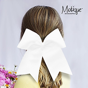 White Jumbo Bow Pony with Tails