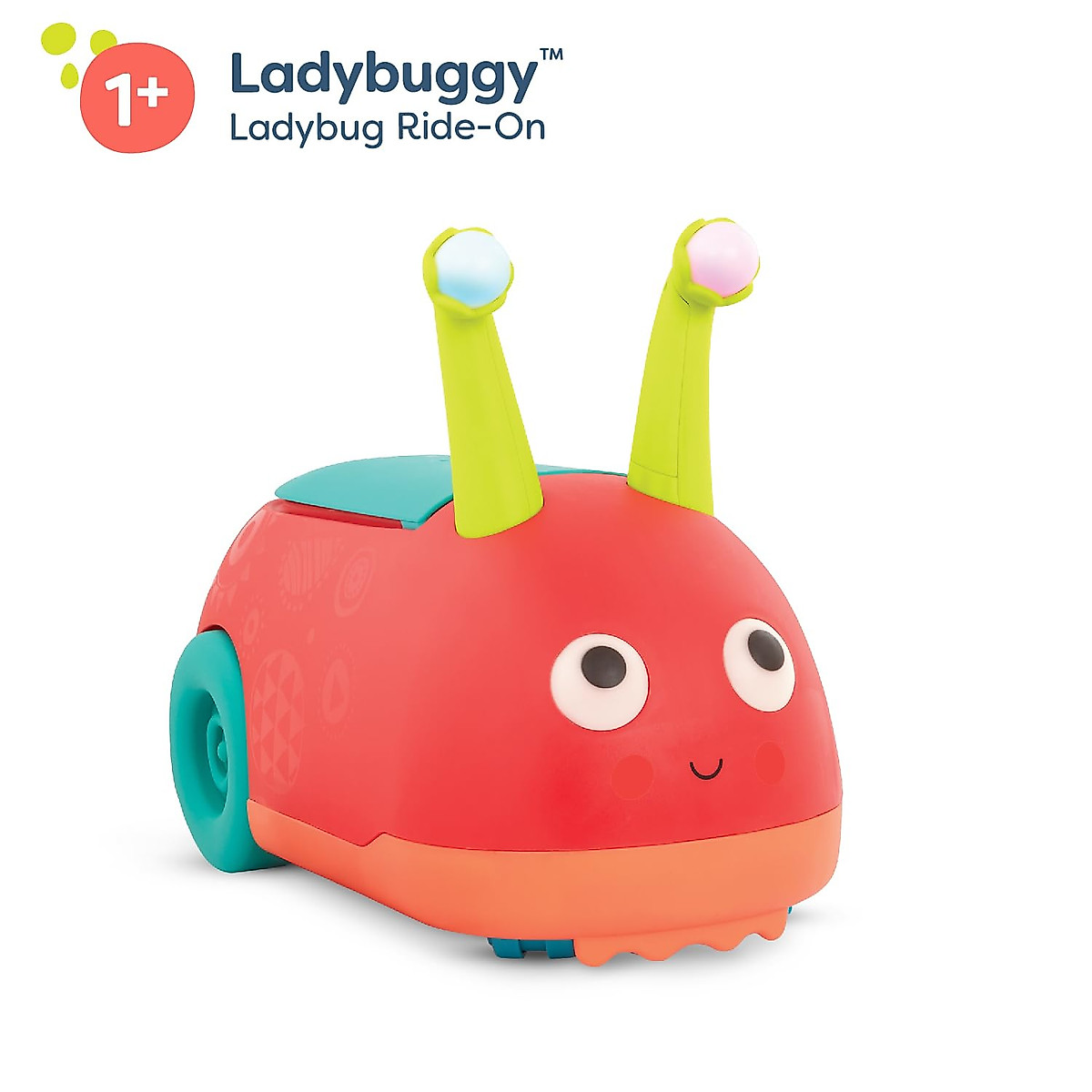B. toys- Ladybuggy- Ride-On Toy with Lights & Sounds– Ladybug Ride On- Ergonomic Seat – 1 Year +
