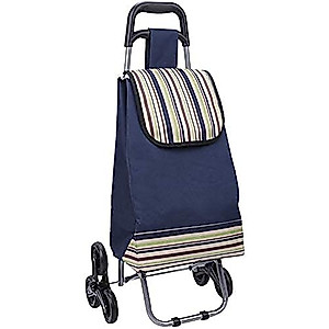 Shopping Trolley on Wheels Multi Function Shopping Cart Large Capacity Lightweight Wheeled Trolley 6 Wheels Blue Push Cart Bag Storage Hand Trucks,
