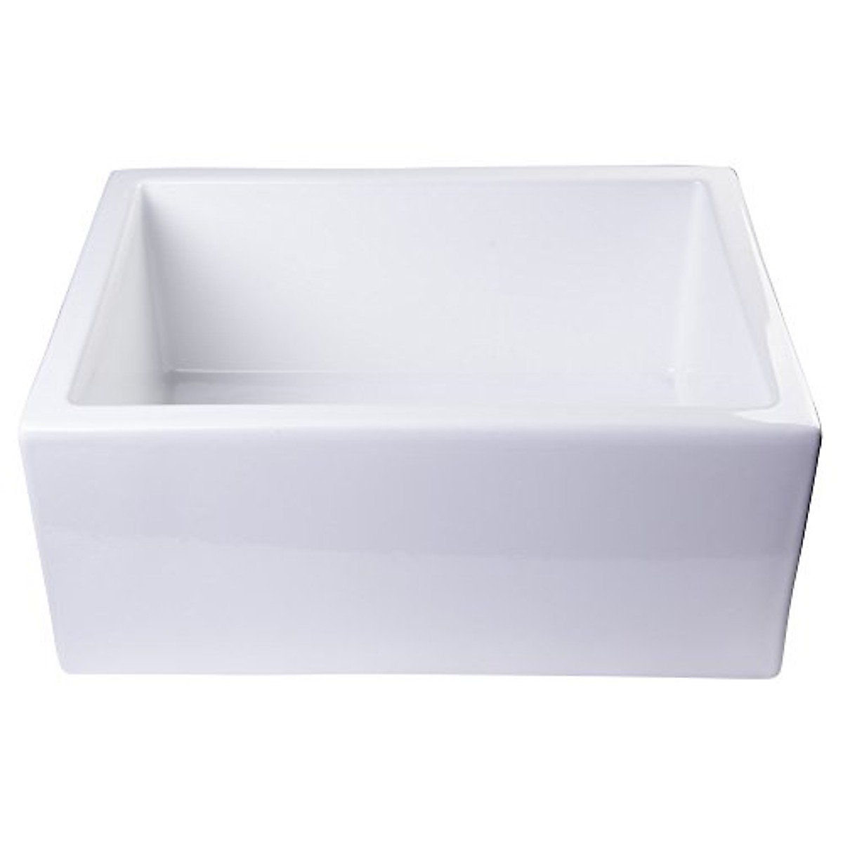 ALFI brand AB2418SB-W Smooth Thick Wall Fireclay Single Bowl Farm Sink, 24", White