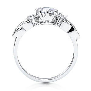 BERRICLE Sterling Silver 3-Stone Wedding Engagement Rings Round Cubic Zirconia CZ Celtic Knot Promise Ring for Women, Rhodium Plated Size 7.5