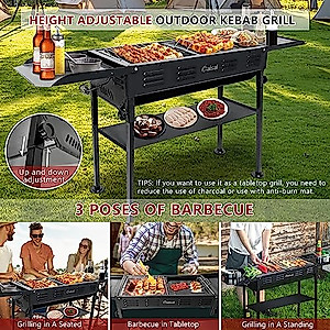 Baisal Portable Charcoal Grill for Outdoor BBQ, Foldable Camping Barbecue Hibachi Kabob Grills, 1.6 Ft² Barbecue Area Binchotan Grill with Shelf Carbon Tank and Carry Bag for Backyard Party Travel Picnic Home