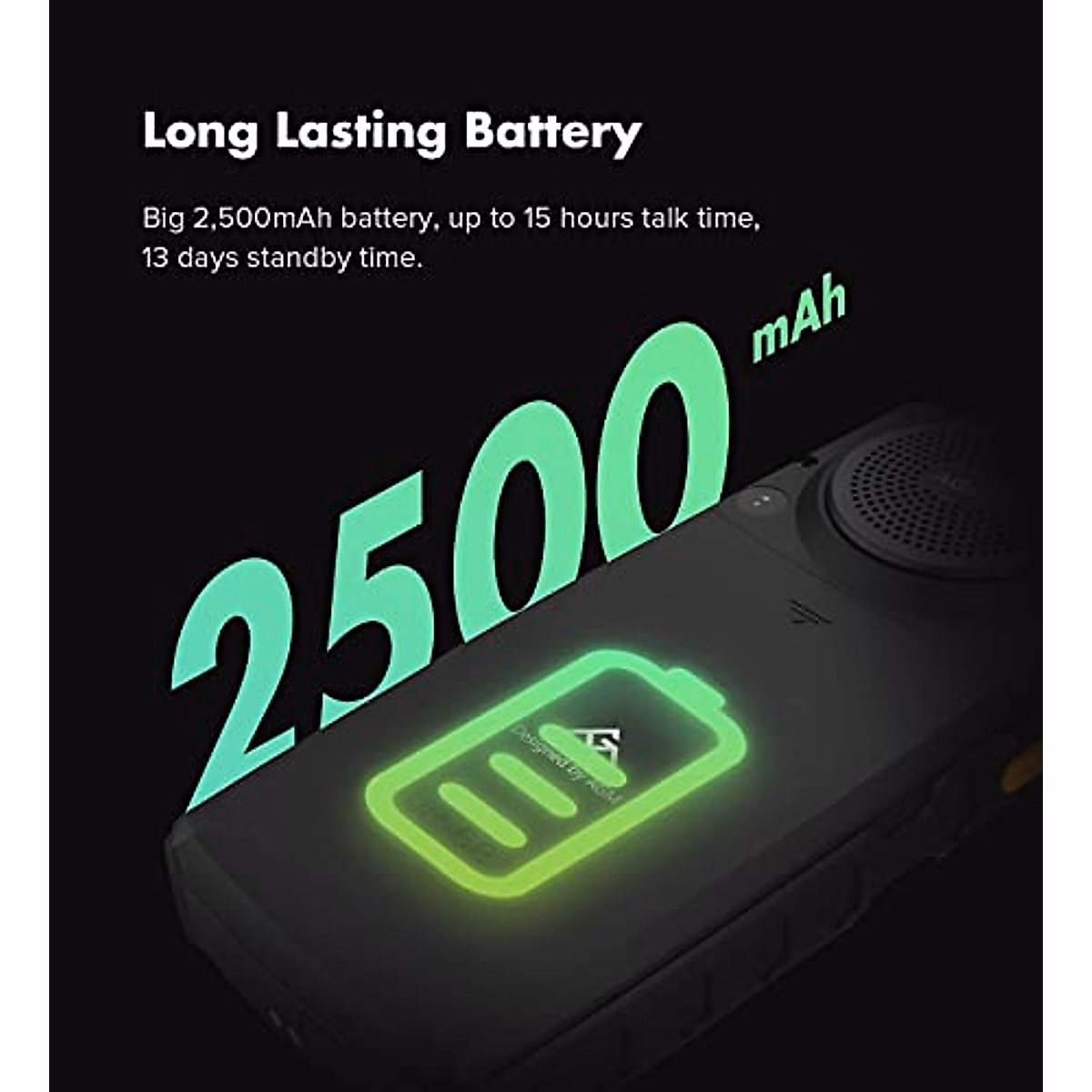 AGM M7 Rugged Phone, IP68 Waterproof Outdoor Phone, 2500mAh Battery Unlocked 4G Cell Phone for Seniors Dual SIM Biggest Speaker 2.4" Touch Screen 1GB+8GB Facebook/Skype/TikTok-Black