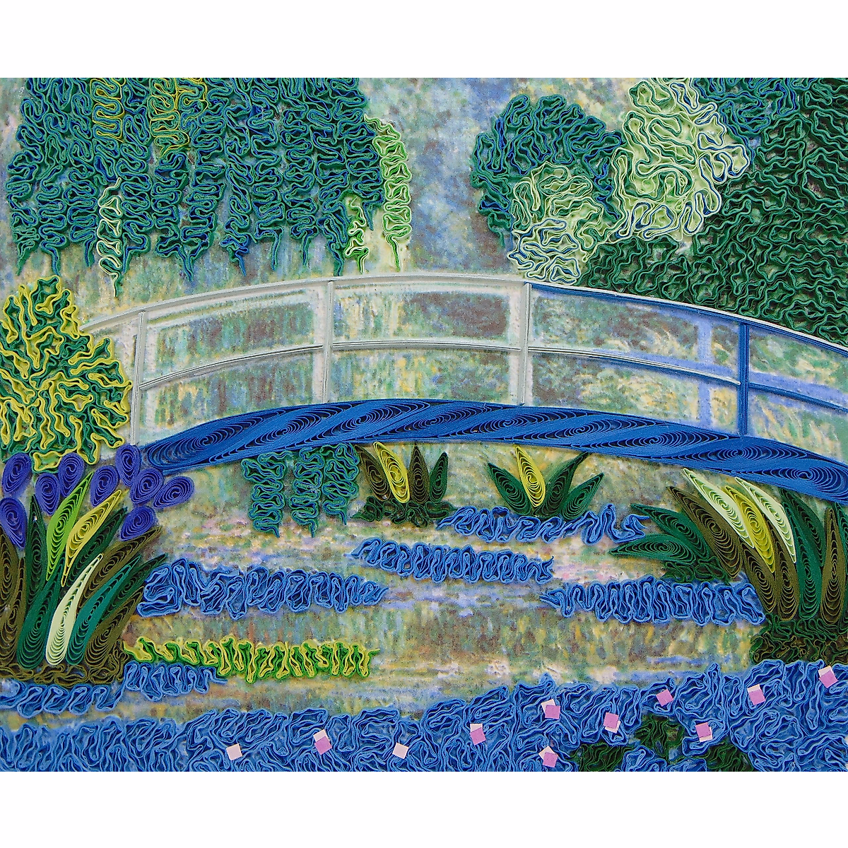 Claude Monet's Water Lilies and Japanese Bridge (1899) Quilling Art Greeting Card,Design Greeting Card for Birthday, Valentine's Day, Get Well, All Occasion. Framable Artwork for Art Lovers
