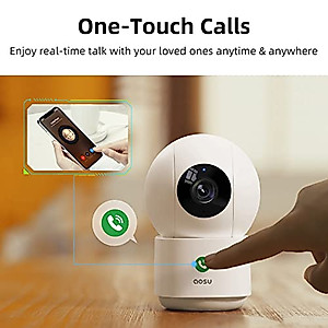 AOSU 2K Security Camera Indoor, Baby Monitor Pet Camera 360-Degree for Home Security, WiFi Camera with 5/2.4 GHz Wi-Fi, One-Touch Calls, Smart Motion Tracking, IR Night Vision, Compatible with Alexa