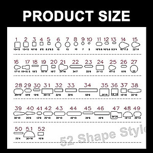 Ftyiwu 52 Shapes Style Leather Hollow Cutter Punch Tools, Leather Hole Punch Tools Set with Leather Cutter Punch and a Leather Carving Hammer, Leather Punch Cutter Tools for Handmade Leather Craft