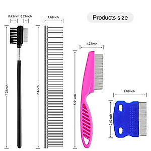 GUBCUB Pets Grooming Comb Kit for Small Dogs Puppies, Tear Stain Remover Comb, 2-in-1 Dog Combs with Round Teeth to Remove Knots Crust Mucus