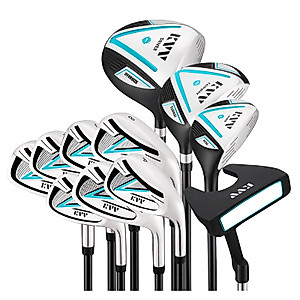 KVV Women’s Complete Golf Clubs Package Set Includes Driver, Fairway, Hybrid, 5#-P# Irons, Putter, Cart Bag, Head Covers, Right Handed