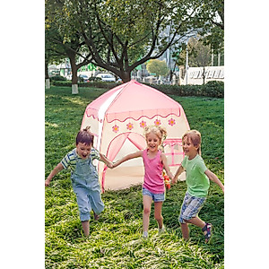 Rettebovon Princess Tent for Girls Girls Play Tent with Star Lights Kids Tents and Playhouses Kids Playhouse Girls Toys Indoor and Outdoor Princess Castle Play Tent for Kids Girls Gift