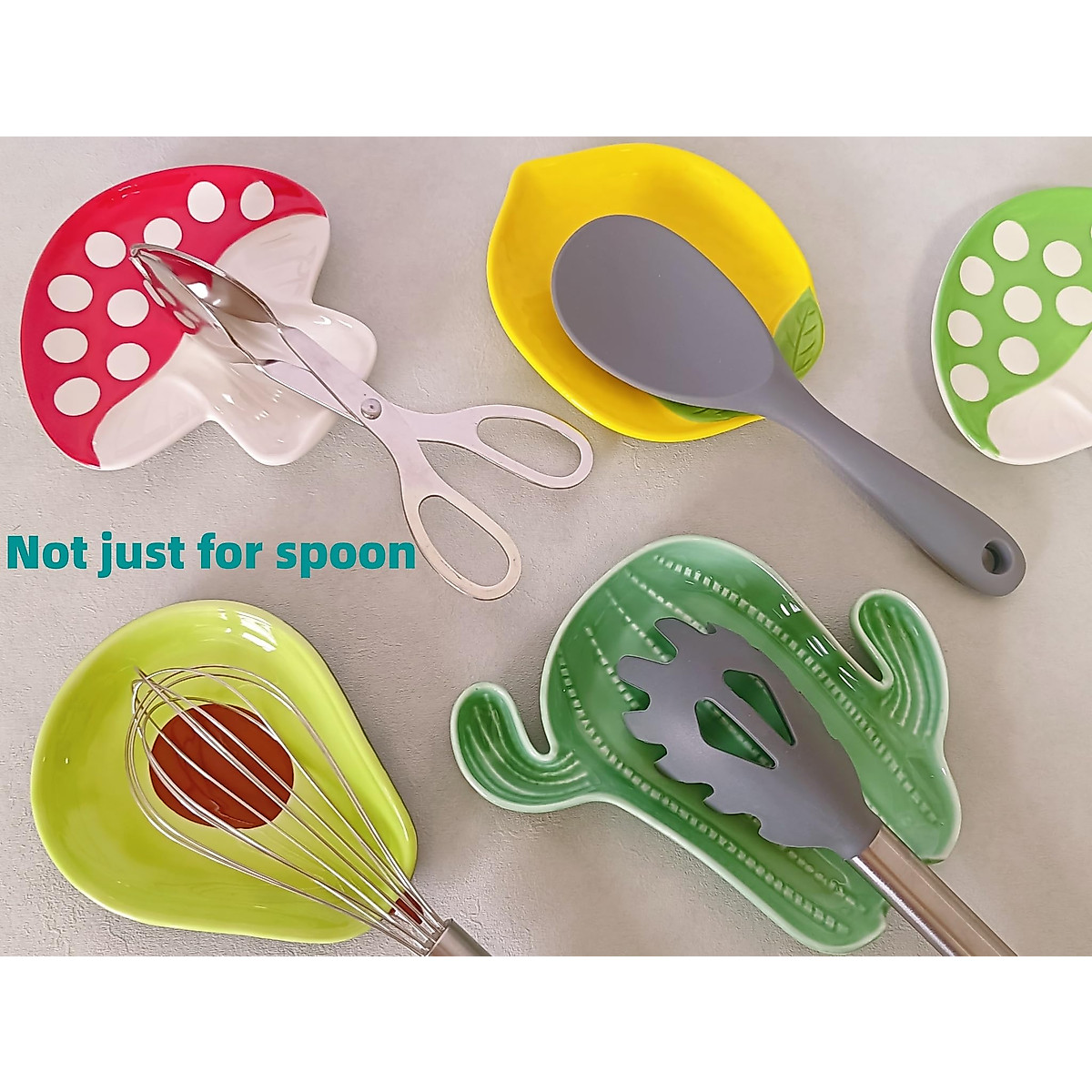 Ceramic Spoon Rest for Stove Top, Cute Spoon Rest for Kitchen Counter, Cooking Spoon Holder for Kitchen Counter, Utensil Rest for Spoon Spatula Ladle or Tong (Yellow Lemon)