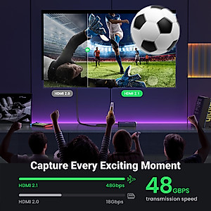 UGREEN HDMI Extender 8K 10K HDMI Extension Cable 2.1 Ultra High Speed Cord 4K Male to Female Adapter Compatible with MacBook Pro 2023/PS5/Xbox Series X/Roku TV/UHD TV/Blu-ray, 3.3FT