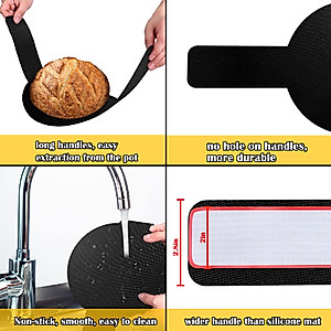 AIERSA 2Pcs Baking Mat for Dutch Oven Bread Baking, Reusable Non-stick Bread Sling, 6.3In Long Handle for Easy Transfer of Sourdough,Bread Making Tools and Supplies,Alternative to Silicone Baking Mat
