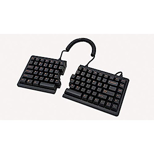Mistel BAROCCO MD770 TKL Split Mechanical Keyboard with Cherry MX Blue Switch, Ergonomic Keyboard with Orange Letter PBT Double Shot Keycaps for Windows and Mac, Programmable Macro Support, ANSI/US