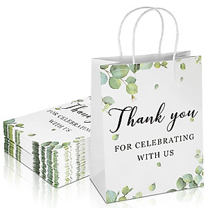 30 Pieces Wedding Welcome Bags Bulk Thank You for Celebrating with Us Paper Bags with Handles Wedding Favor Gift Bags for Guests Wedding Birthday Baby Shower Favors Supplies, 8 x 4 x 10 Inch
