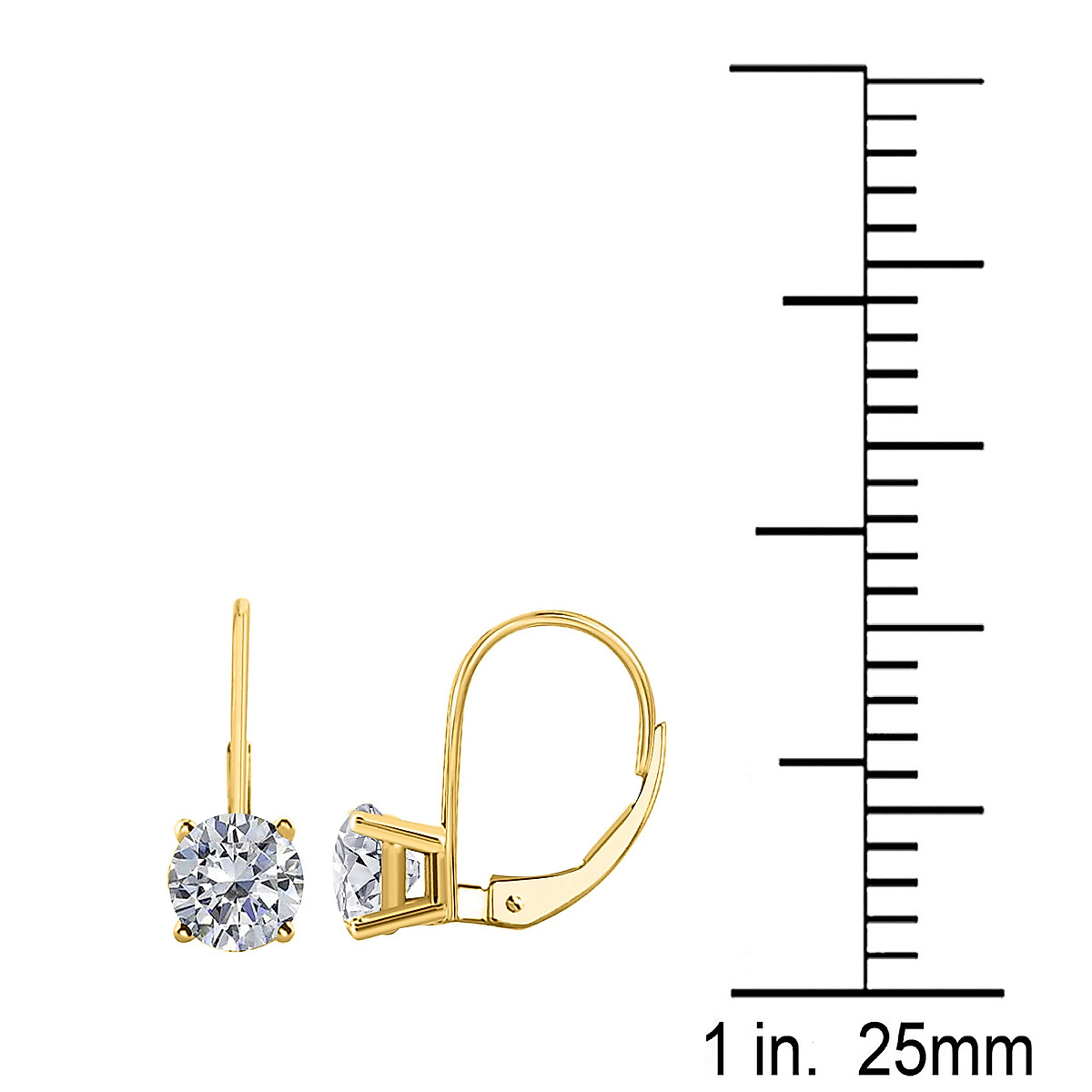 AoneJewelry 1.00 Carat Round White Lab Grown Diamond Leverback Earrings | 14K Yellow Gold | Brilliant Cut