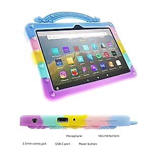 LUSTAM Pop it Case for All New Amazon Fire HD 8 and HD 8 Plus Tablet (8" 10 Generation, 2020 Release), Fidget Poppers Pop its Poppet Foldable Kickstand Silicone Handle Kids Friendly Protective Case