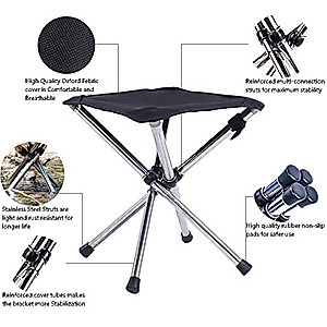 Camping Stool,Portable Chair 12.6 inch Large-Size Lightweight Camping Stool, Stainless Steel Outdoor Foldable Chair for Camping, Travel, Hiking, BBQ, Fishing, Garden, Beach(Black Large)
