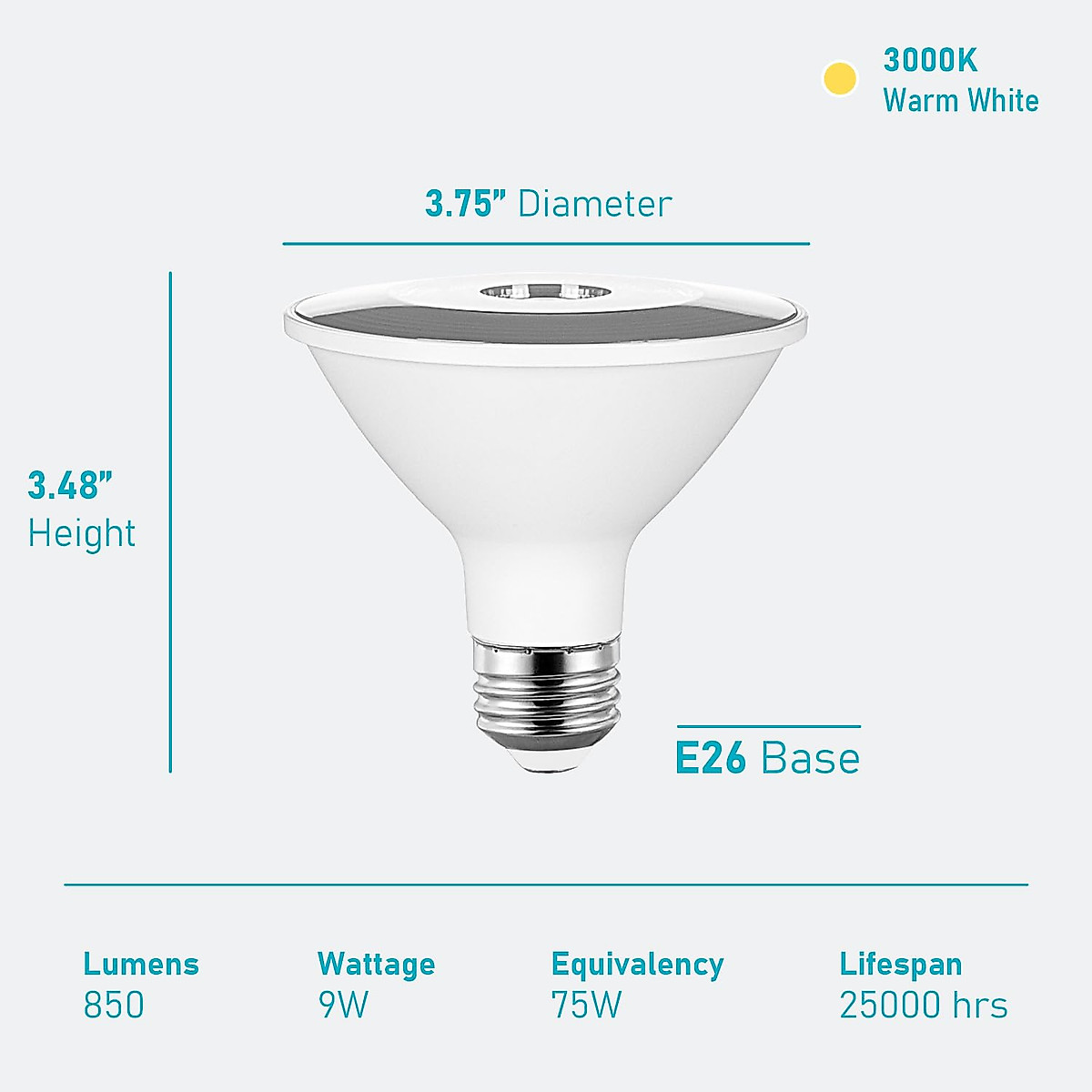 Maelsrlg Dimmable PAR30 Short Neck Flood Light LED Bulb - 9W (75W Equivalent) 3000K Warm White, Indoor and Outdoor LED Spotlight Bulbs, E26 Medium Base, 850 Lumens, 4 Pack