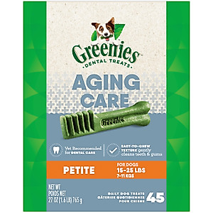 Greenies Aging Care Petite Natural Dental Care Dog Treats, 27 oz. Pack (45 Treats)