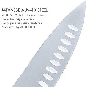 Fortune Candy 8 Inch Chef’s Knife - Japanese AUS-10 Stainless Steel Kitchen Knife - Full Tang, Classic Handle (Silver)