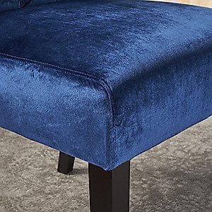 Christopher Knight Home Leorah Tall Back Tufted Velvet Dining Chairs, 2-Pcs Set, Navy Blue / Dark Brown