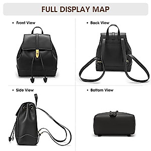 Kattee Genuine Leather Backpack Purse for Women Fashion Rucksack Ladies School Shoulder Bag Medium Size Adjustable Straps