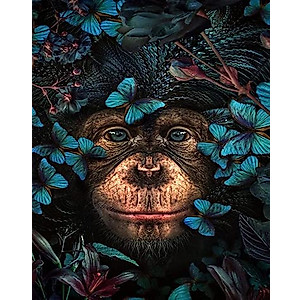 Animal Prints Wall Art Decor for Living Room, Safari Pictures Wall Decor for Bathroom, Safari Posters for Wall with Lion, Leopard,Elephant,Gorilla (8"x10" Unframed)