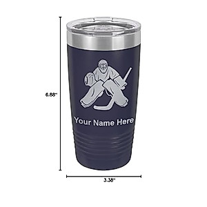 LaserGram 20oz Vacuum Insulated Tumbler Mug, Hockey Goalie, Personalized Engraving Included (Navy Blue)
