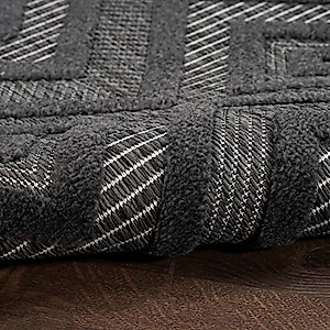 Nourison Versatile Indoor/Outdoor Charcoal/Black 7' x 10' Area-Rug, Easy-Cleaning, Non Shedding, Bed Room, Living Room, Dining Room, Kitchen (7x10)