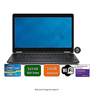 Dell Latitude 14 7000 Series E7470 Ultrabook | 14in HD+ Anti-Glare LCD | Intel Core 6th Generation i5-6300U (2.4Ghz) | 16 GB DDR4 | 512 GB SSD | Windows 10 Pro (Renewed)