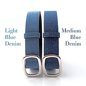 DenimDen 2 Pack Womens Denim Belts for Blue Jeans Belts Fashion Waist Belt for Ladies Pants Dresses