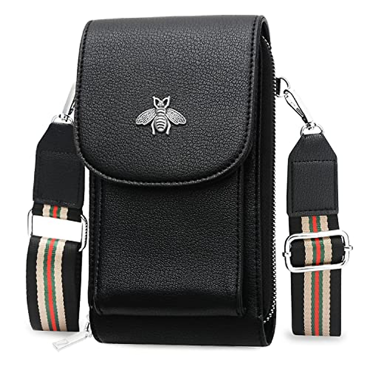 LITOON Cross Body Bags with Touchscreen Cell Phone Purse Window ZipperPocket, RFID Blocking Card Holder for Women (Vertical - Black)