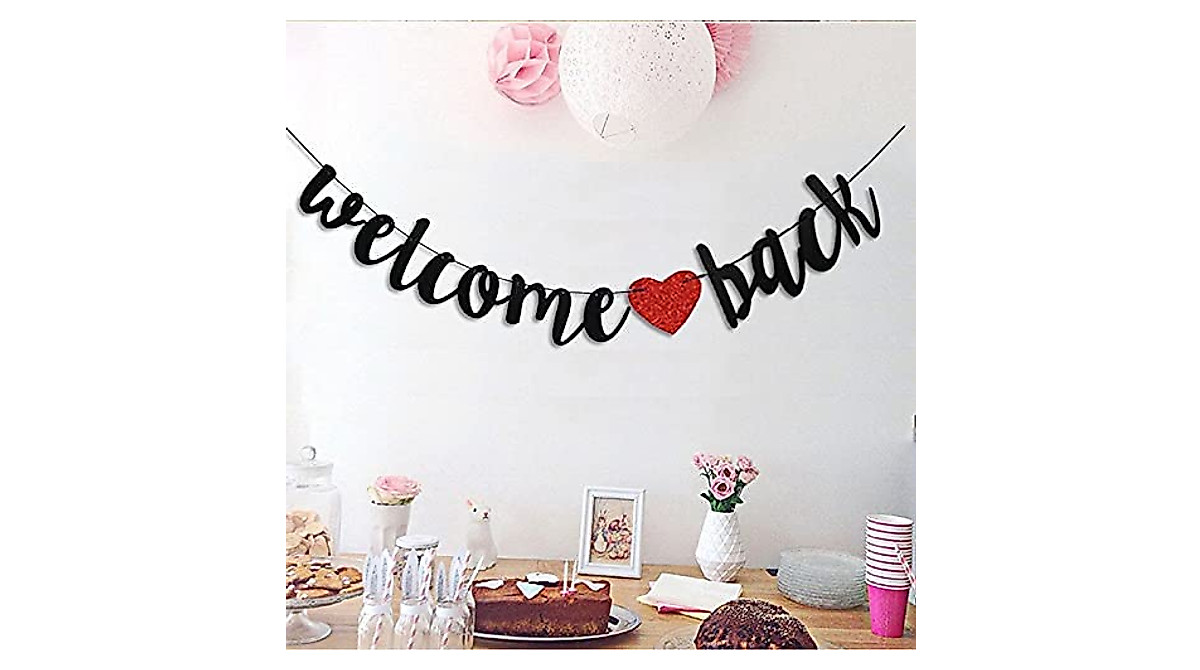 Welcome Back Black Banner for School & Party Decorations