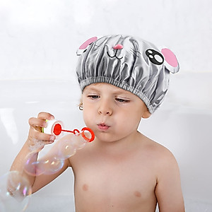 G2PLUS Shower Cap, 2PCS Funny Cute Cartoon Bath Hat, Waterproof Shower Bath Caps, Elastic Bath Cap for Boys or Girls