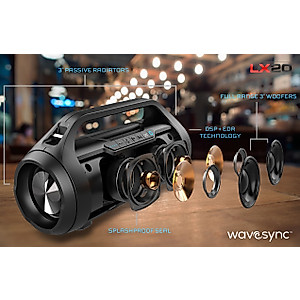 Dolphin LX-20 Dual Portable Bluetooth Waterproof Tube Speaker with HD Sound and Bass, High Power 30W, includes FM Radio, USB/SD MP3, AUX Input