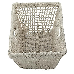 Deco 79 Farmhouse Cotton Storage Basket, 9", 8"H, White