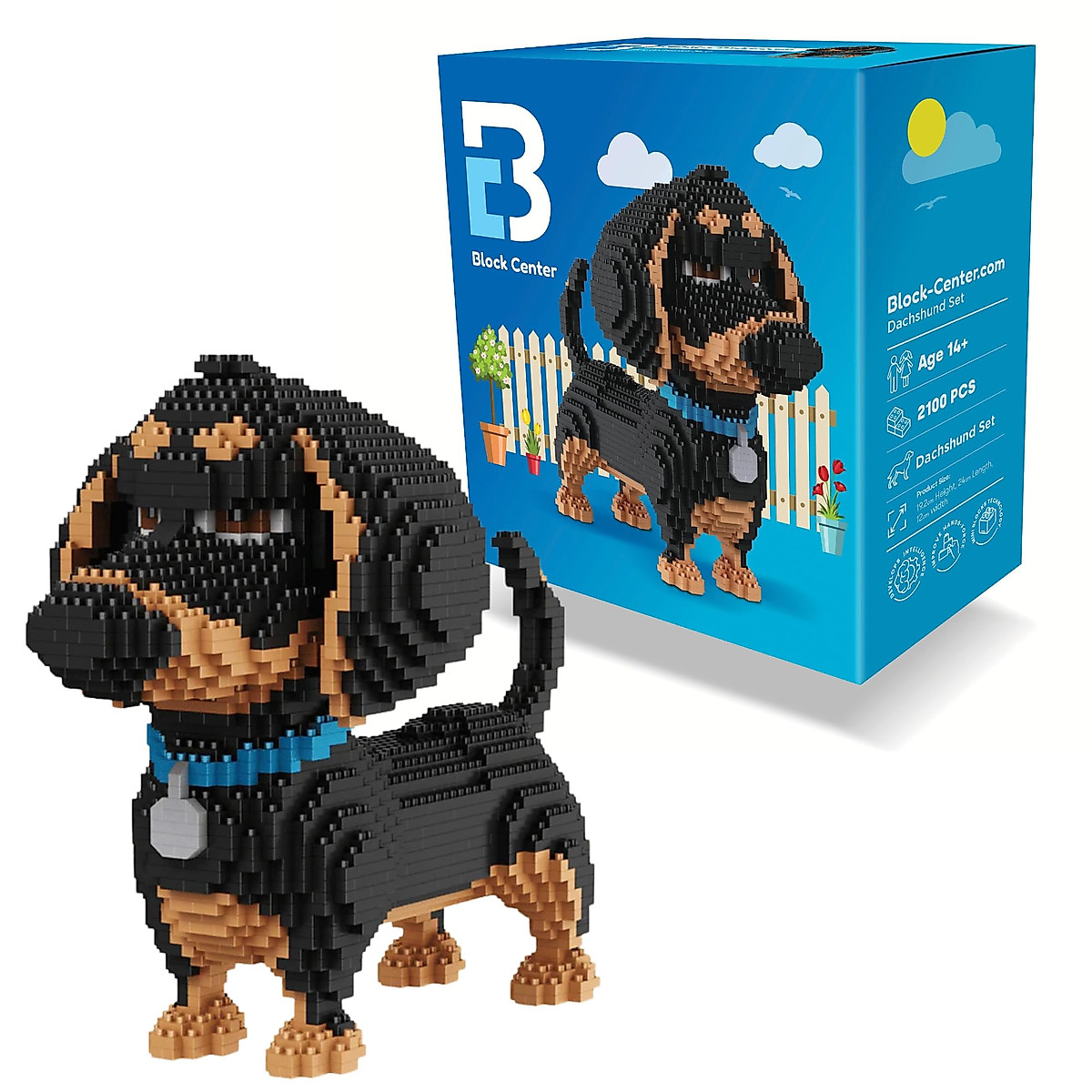 BLOCK CENTER Dachshund Dog 2024 Edition 3D Puzzle 2100 Pieces Building Blocks Set - Mini Block Gift Kit for Kids and Adults (Dachshund)