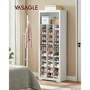 VASAGLE Shoe Storage Cabinet, 10 Tier Shoe Rack Organizer, Holds Up to 30 Pairs of Shoes, for Entryway Bedroom, 12.6 x 24.8 x 73.6 Inches, White ULBS273T14