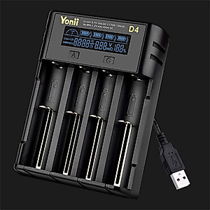 PUNLIM 18650 Battery Charger, Universal Smart LCD Display Fast Charger for Rechargeable Batteries Ni-MH Ni-Cd AA AAA Li-ion LiFePO4 IMR 10440 14500 16340 RCR123A 26650 3.7v 1.5v