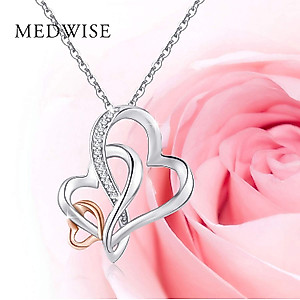 MEDWISE Three Generations Necklace for Grandma Gifts Jewelry S925 Sterling Silver Grandmother Mom Granddaughter Mothers Day Necklace Jewelry Birthday Gifts Rose Gold Tone Infinity Love Necklace